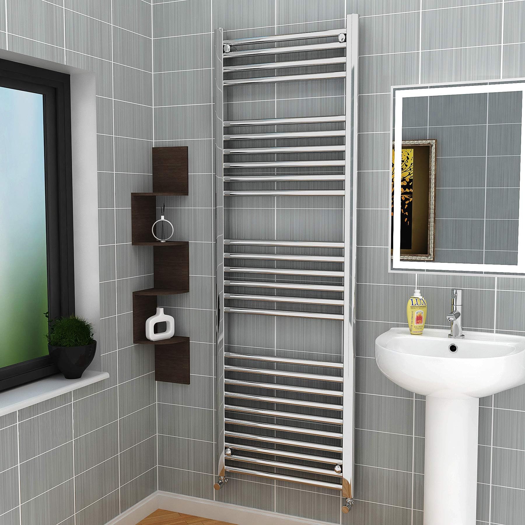 BPIL Heated Towel Rail Chrome Bathroom Ladder Radiator - Straight ...