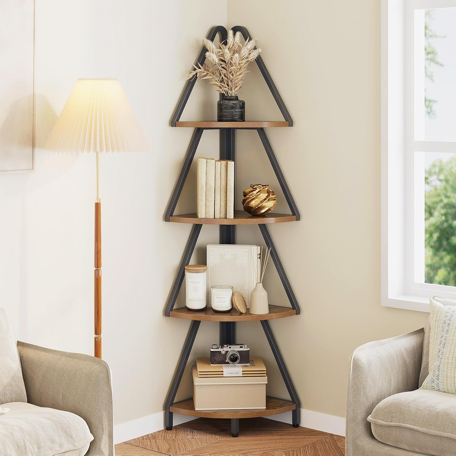 Amazon.com: Espelism 4-Tier Corner Shelf Stand, 53.1” Tall Industrial ...