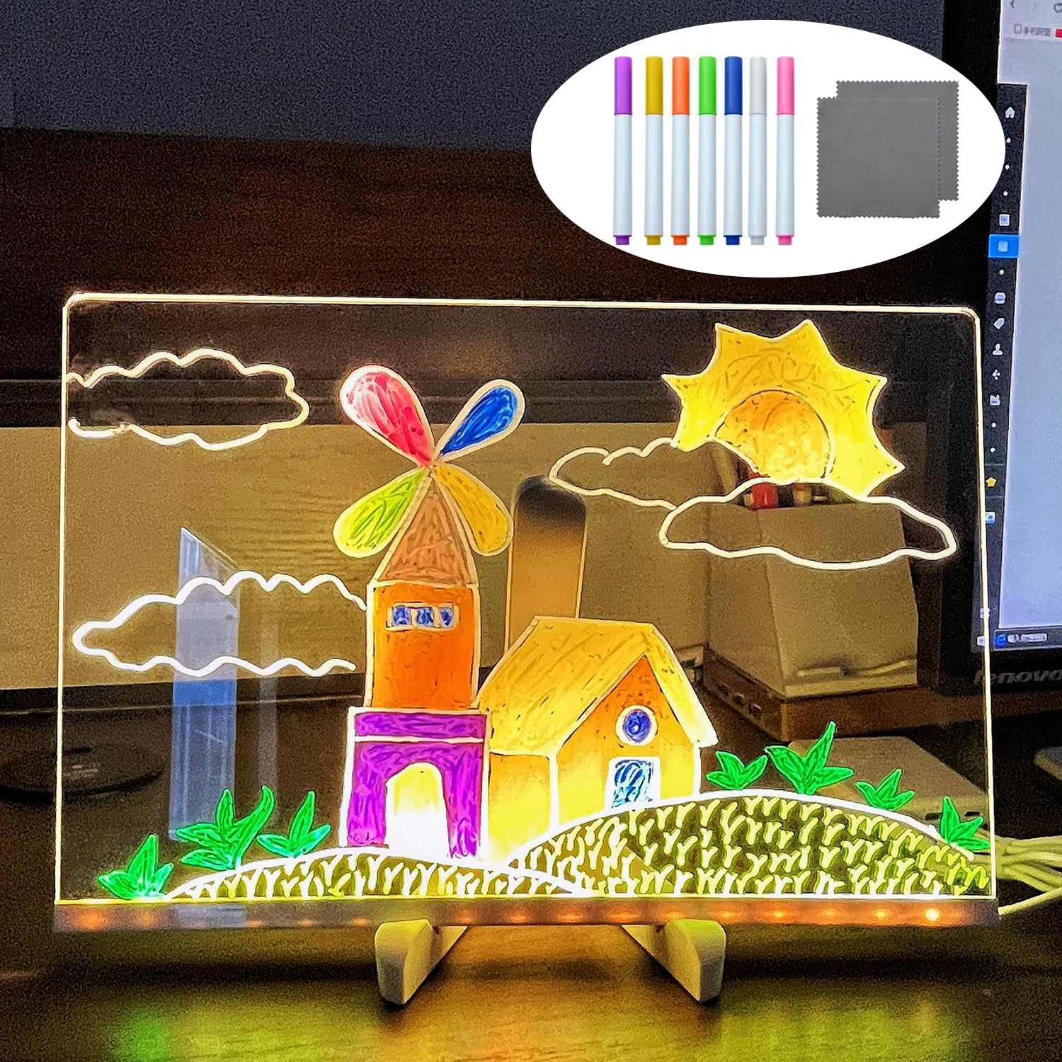 Amazon.com: LED Note Board with Colors, Acrylic Dry Erase Board with ...