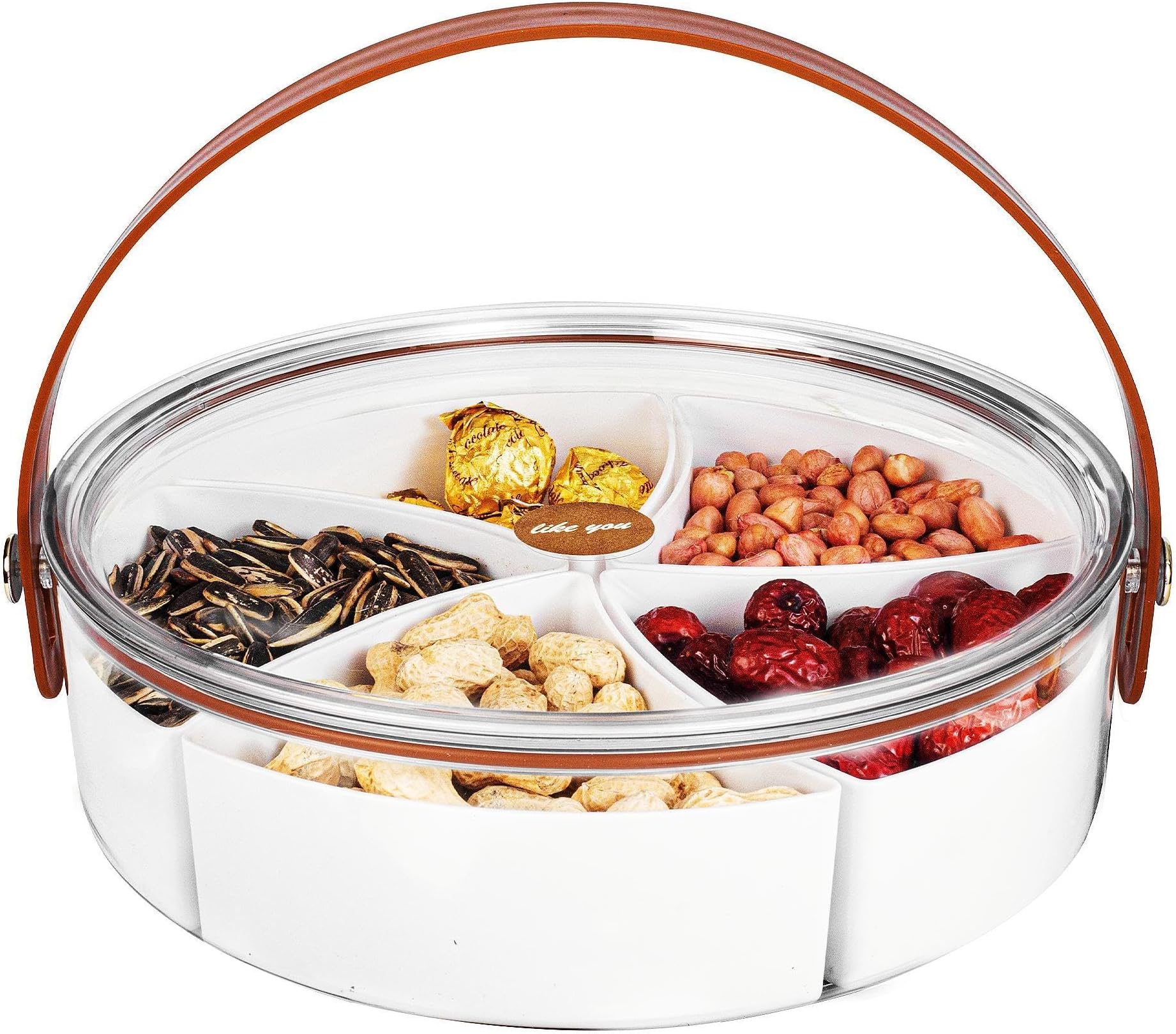 Amazon.com | Divided Snack Tray with lid, Serving Tray with Handle, 5 ...