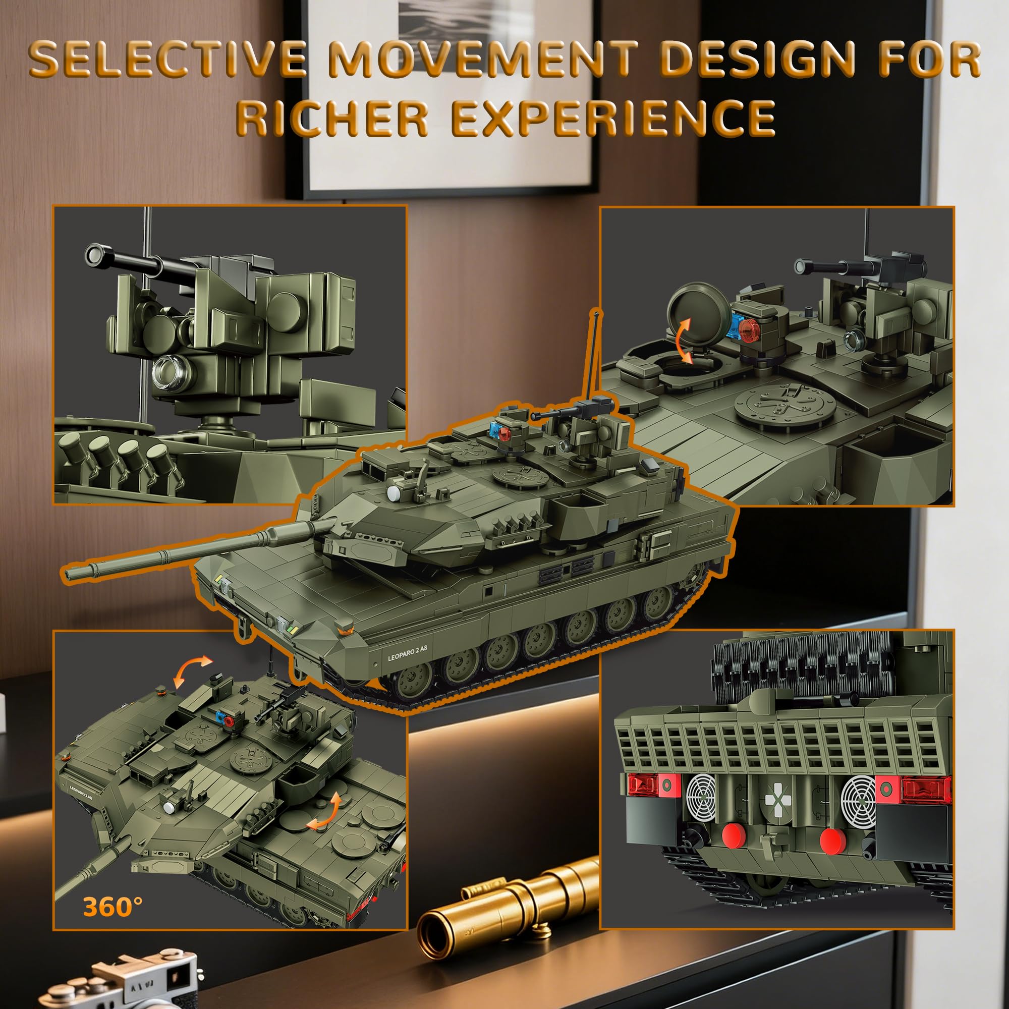 Snapklik.com : Honchoes Leopard 2 A8 Army Tank Building Sets