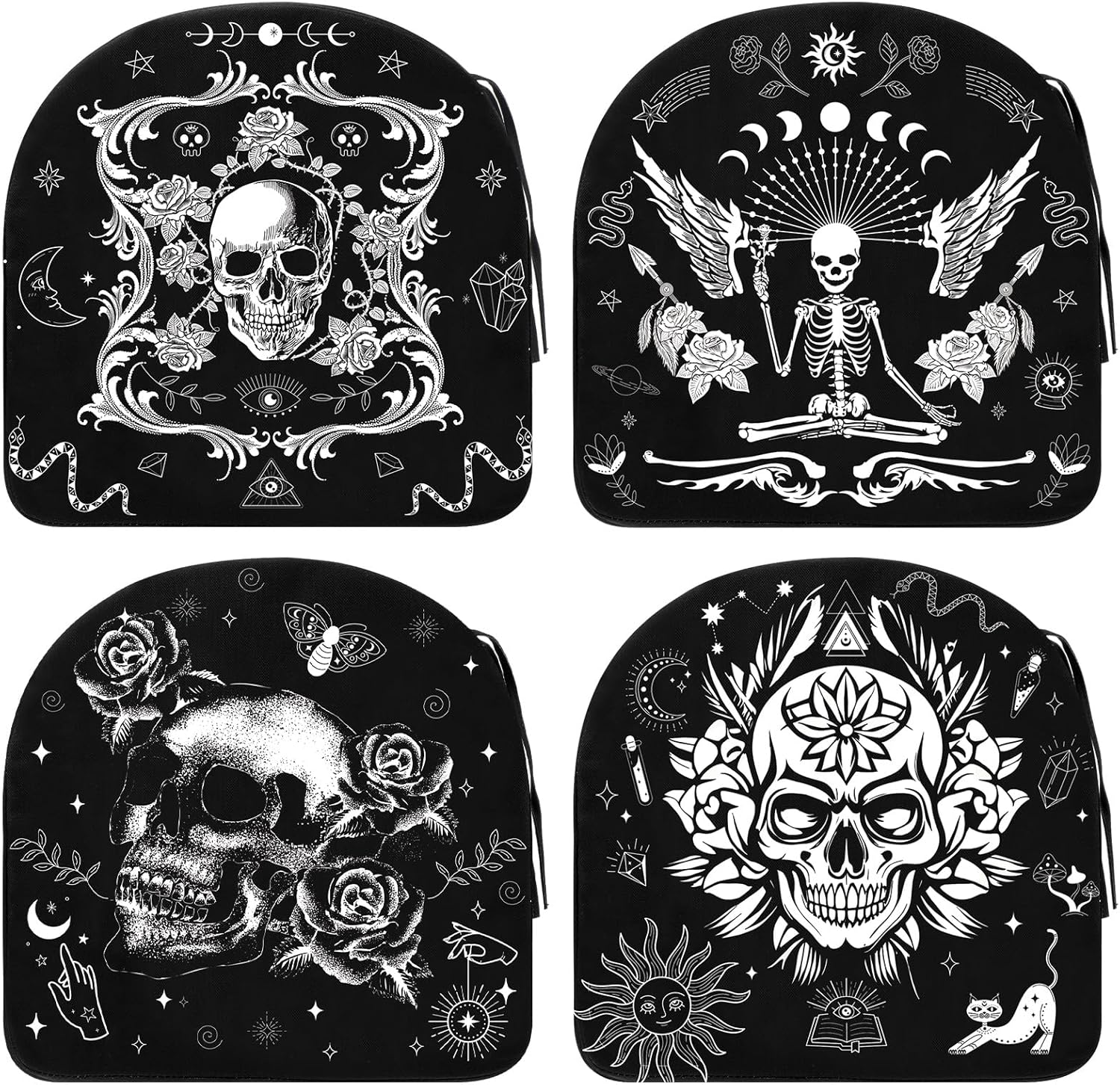 Amazon.com: Barydat Gothic Decor Chair Cushions with Ties Black Seat ...