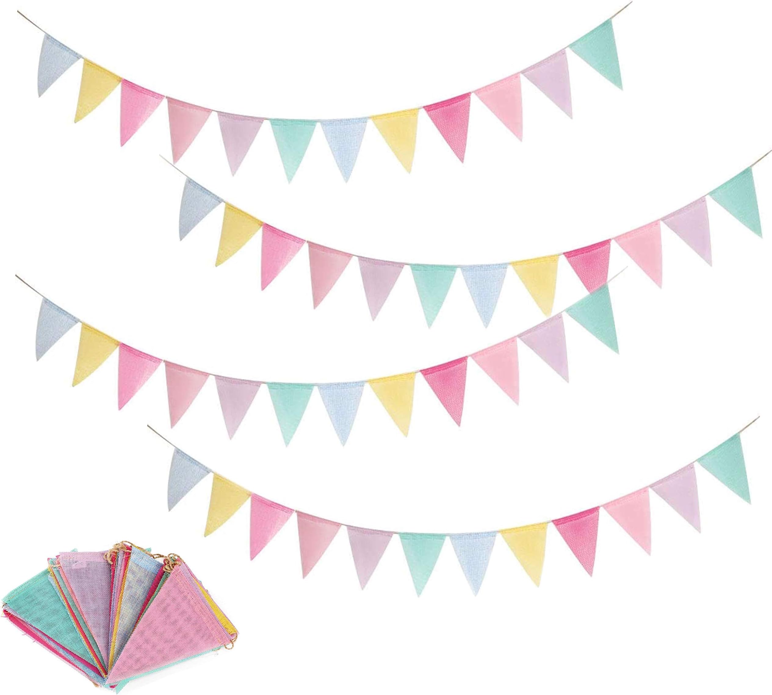 Amazon.com: Colorful Flags Triangle Flag 48Pcs Imitated Burlap Pennant ...