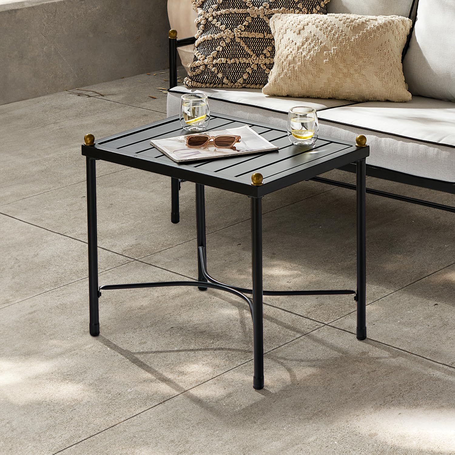 Amazon.com: mopio Odelia Outdoor Coffee Table, Small Metal Patio Side ...