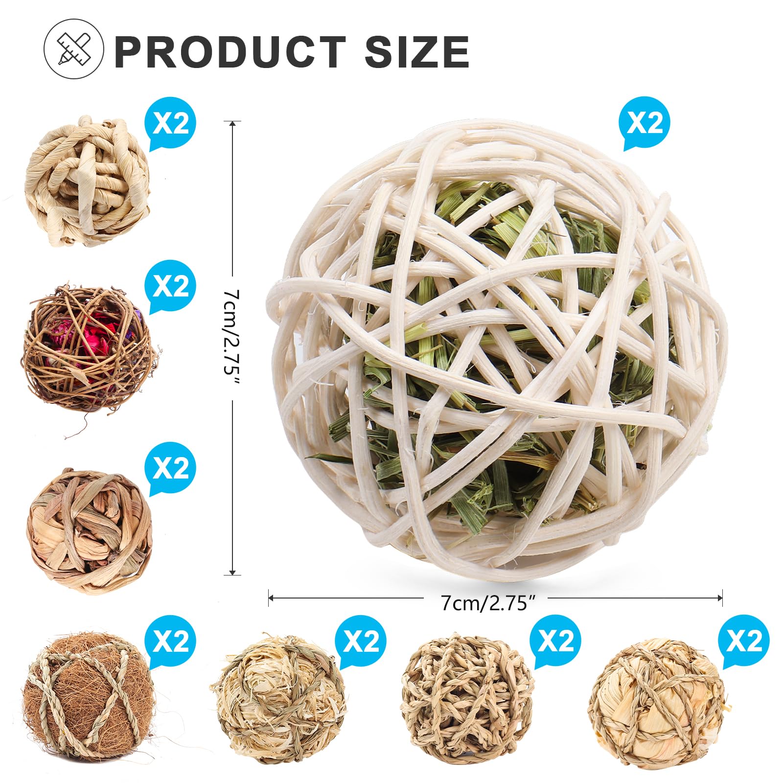 Snapklik.com : 16 Pcs Small Animals Play Balls, Chew Grass Balls ...