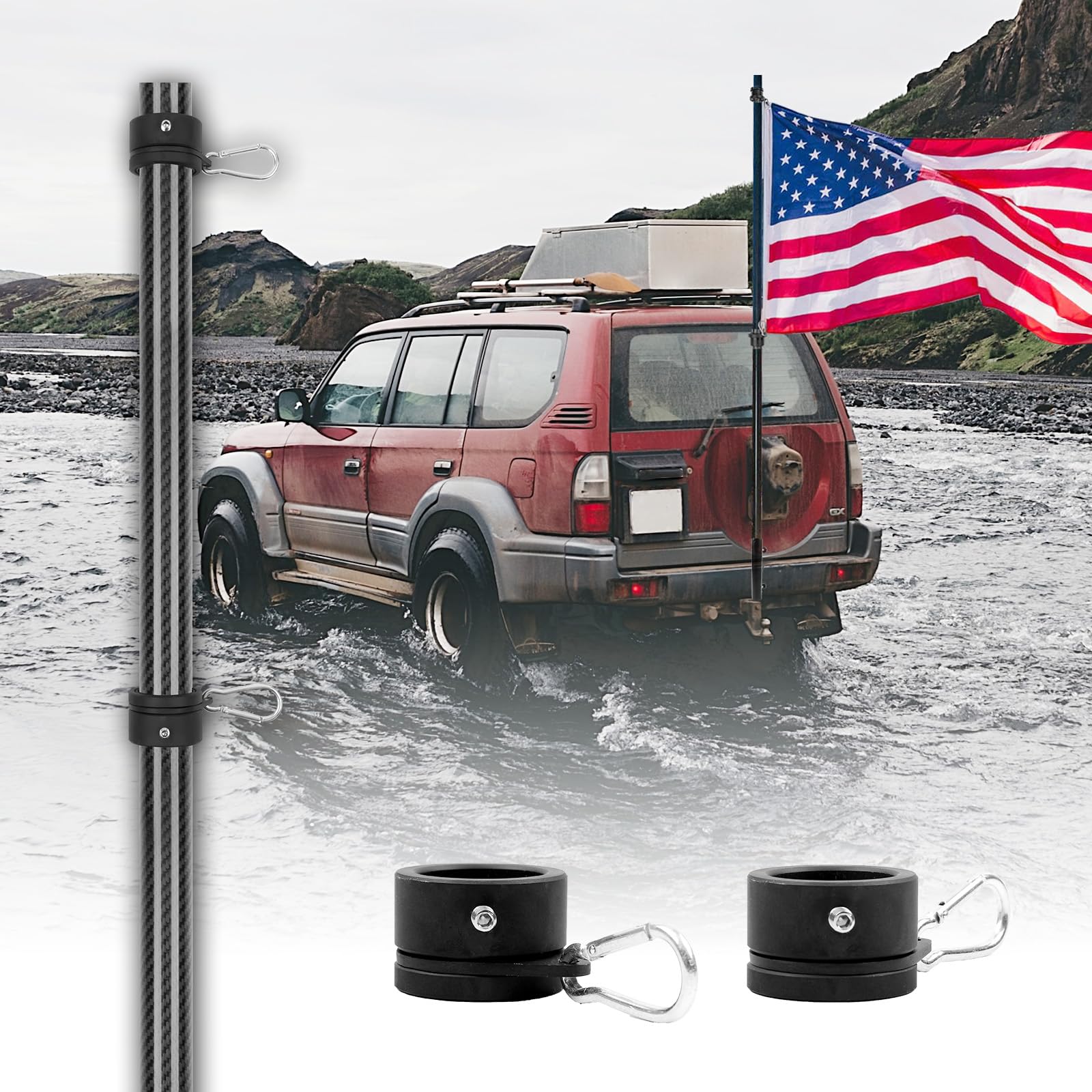 Amazon.com : HIBLE Truck Flag Pole 6 Foot Carbon Fiber Flag Pole for ...