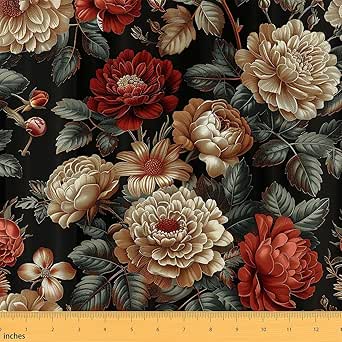Amazon.com: Erosebridal Peony Fabric by The Yard Groovy Flower Floral Upholstery Fabric Vintage ...