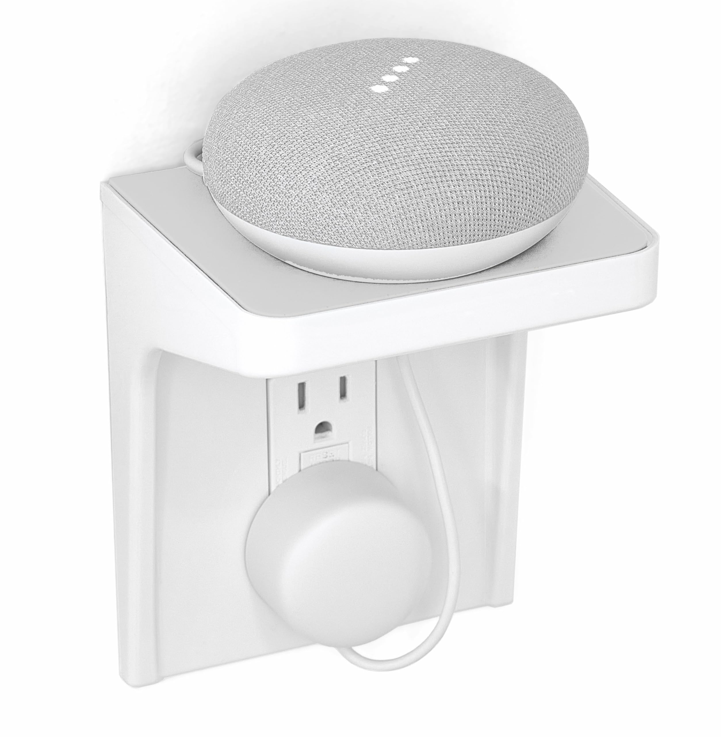 Jairs Outlet Shelf with Cord Storage - Modern White Socket Shelf ...