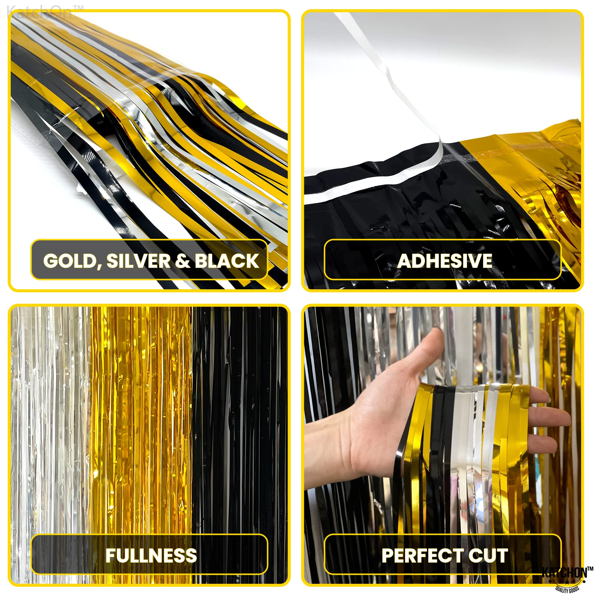 Snapklik.com : XtraLarge Silver Black And Gold Backdrop - 8x3.2 Feet ...