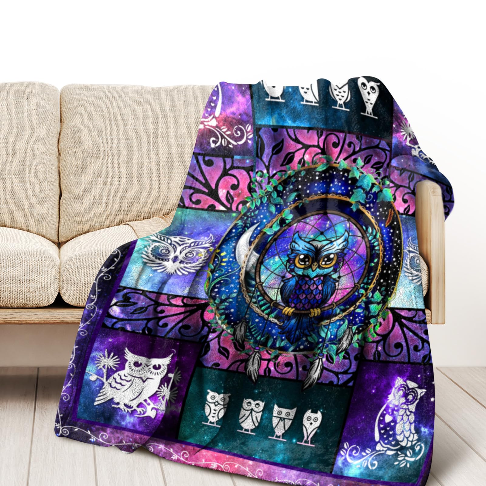 Owl Blanket Soft Cozy Throw Blanket Lightweight Plush Fleece Warm ...