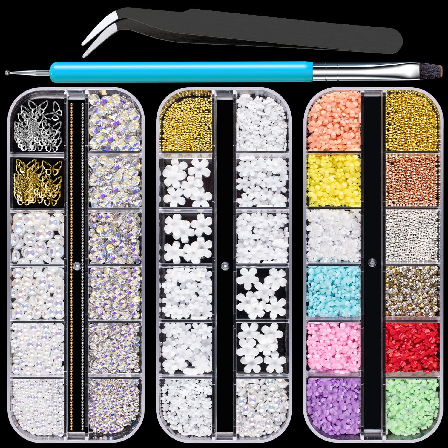 Amazon.com: Mixed 3D Nail Art Gem Decoration Accessories Kit #3 ...