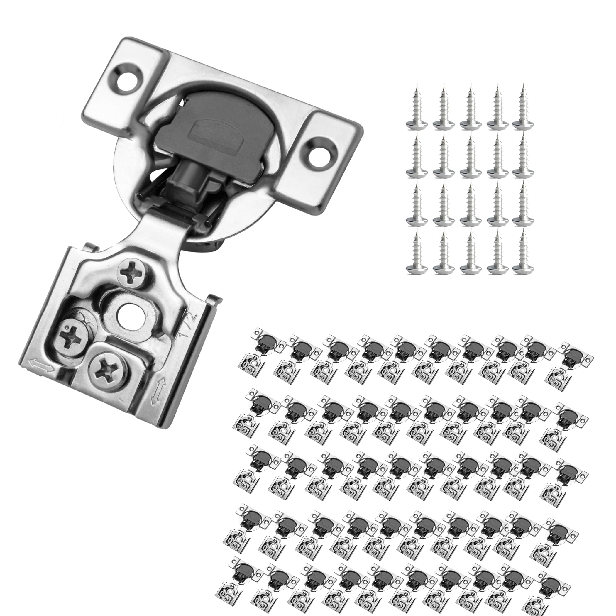 Snapklik.com : 1/2 Inch Overlay Soft Close Cabinet Hinges, 50 Pack Slow ...