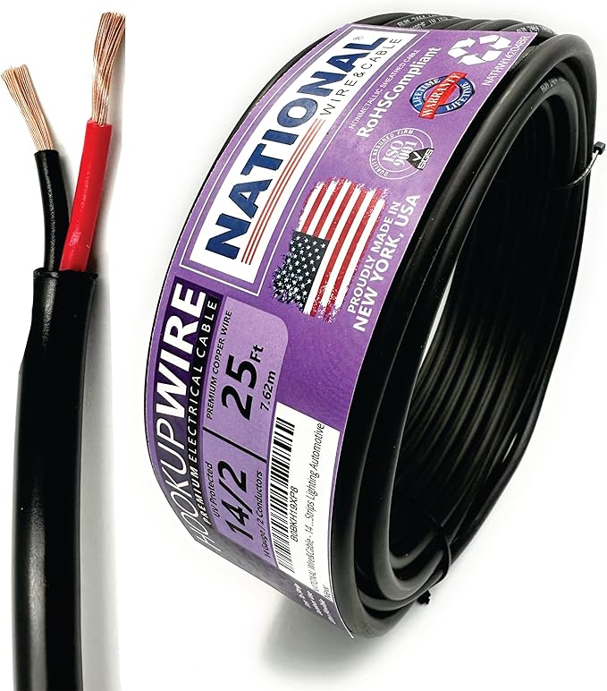 NATIONAL Wire & Cable – 14 AWG 2-Conductor Premium Copper Wire, 25 ft ...
