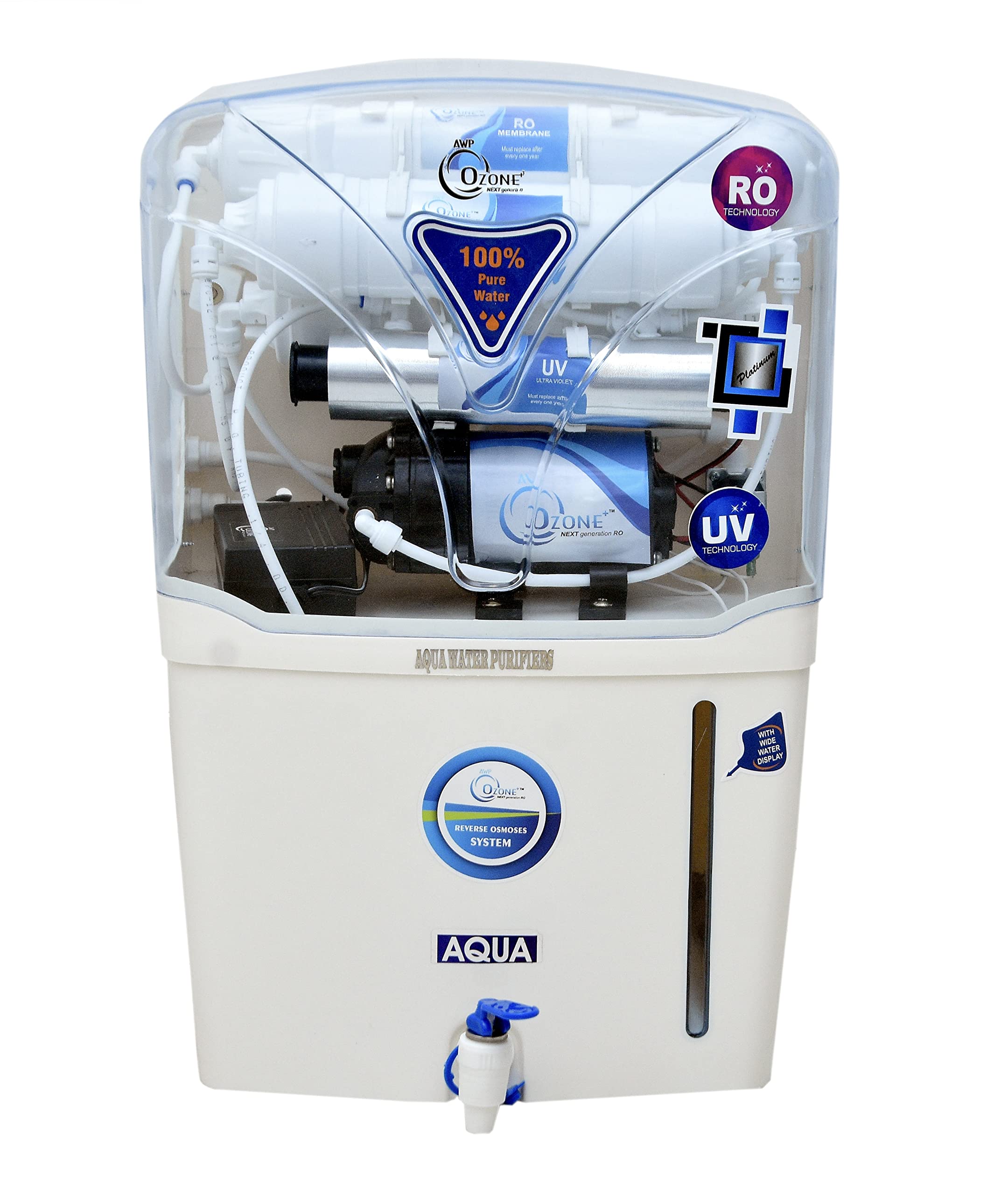 AWP OZONE+ Aqua Platinum 12 L RO + UV + TDS Water Purifier (White ...