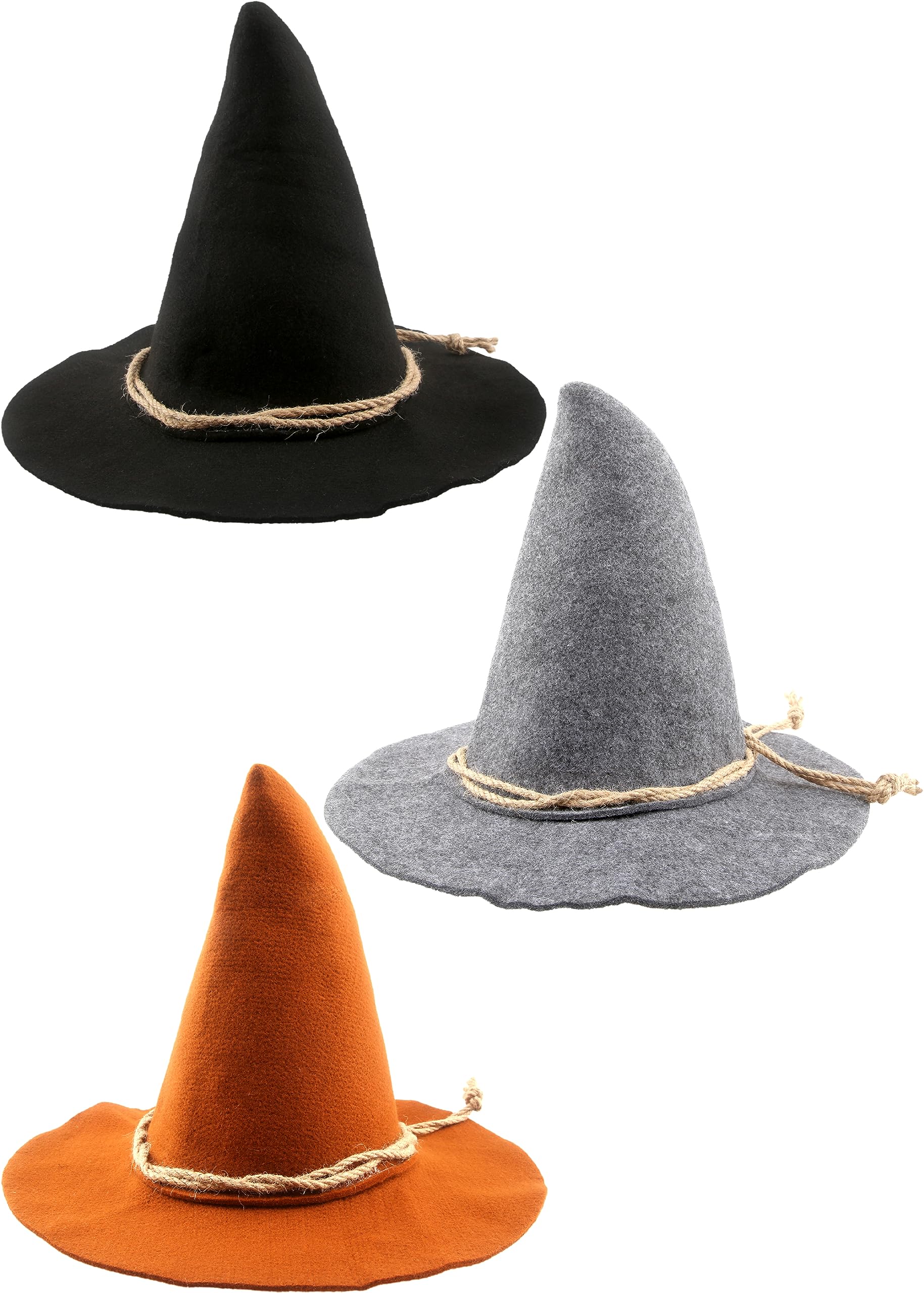 Amazon.com: Fahacop 3 Pcs Scarecrow Hats Halloween Witch Hat Felt ...
