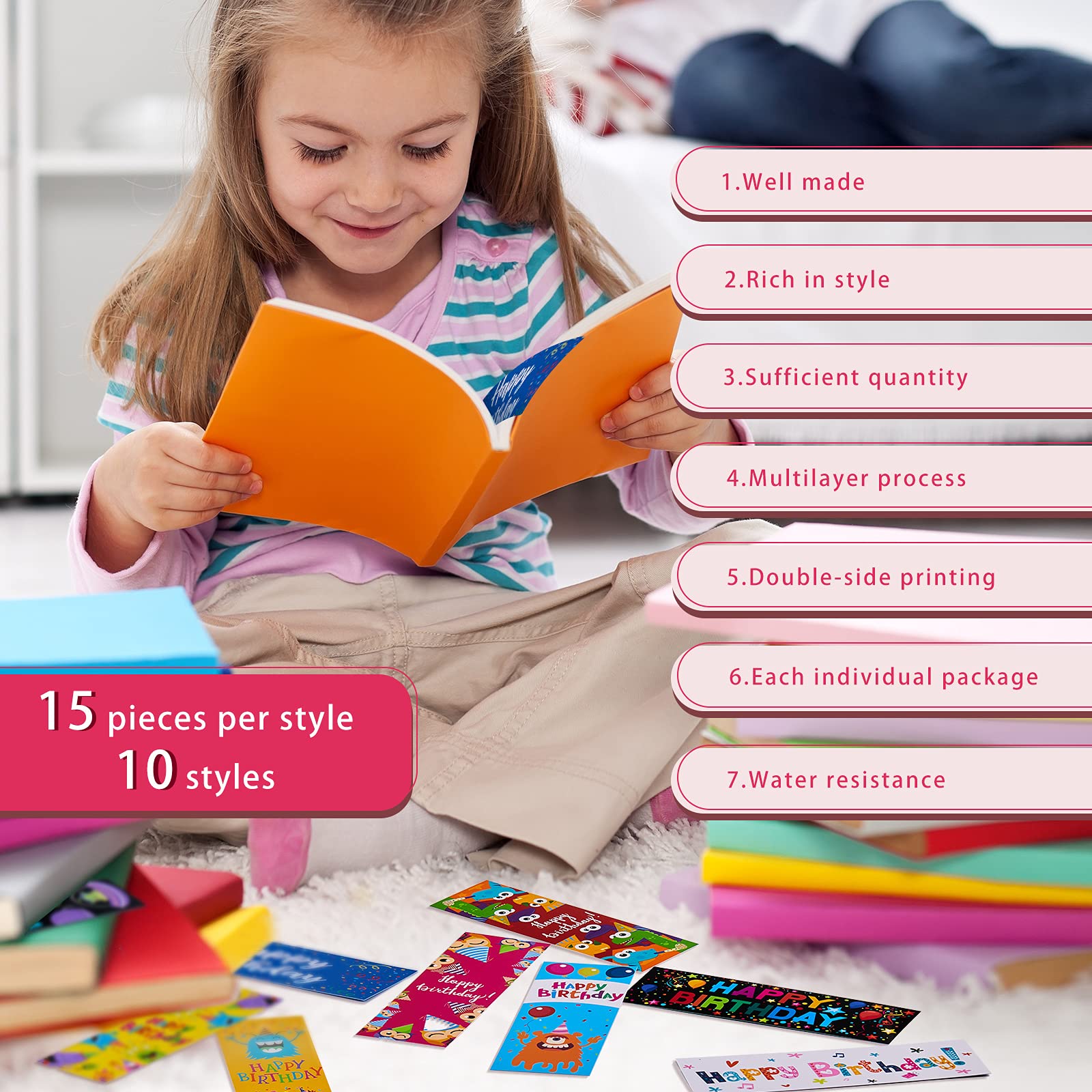 Snapklik.com : 150 Pieces Happy Birthday Bookmarks Laminated ...