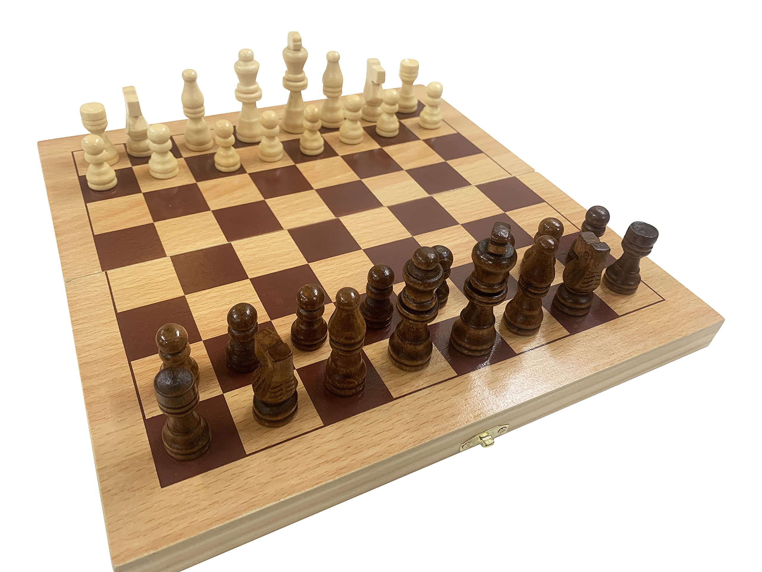 CLASSIC WOODEN FOLDING CHESS BOARD AND PIECES - IDEAL BEGINNERS BOARD ...
