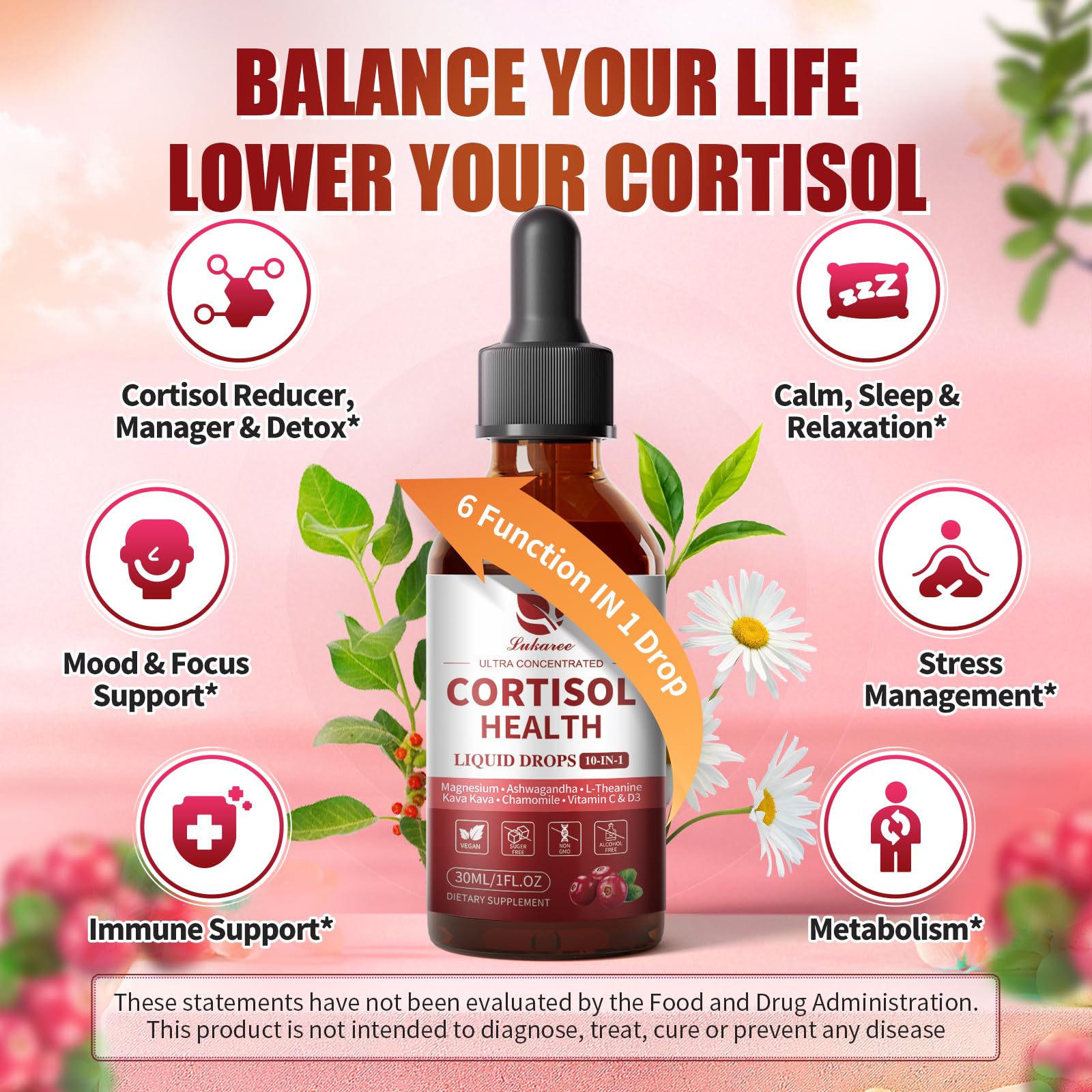 Snapklik.com : Cortisol Supplement Liquid Drops, 10 In 1 Hormone ...