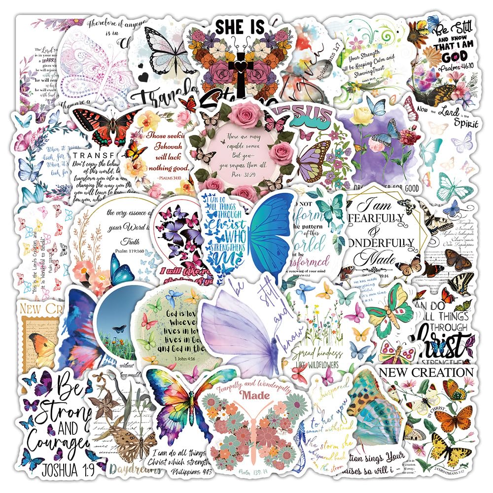 Amazon.com: 50PCS Jesus Aesthetic Stickers,Butterfly Style Bible ...