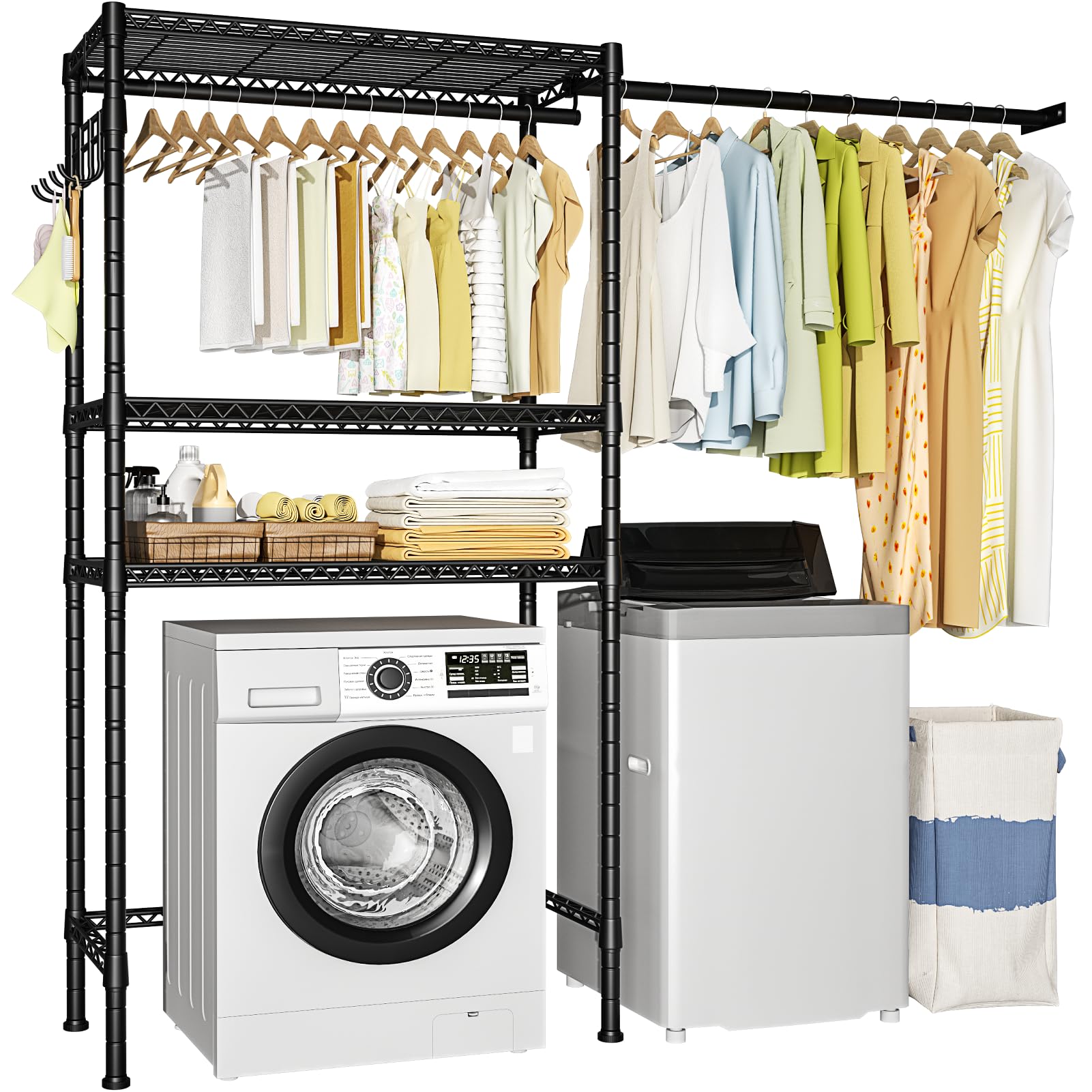 Ulif U4 Over Washer and Dryer Storage Shelf, 2 Rows Laundry Room Space ...