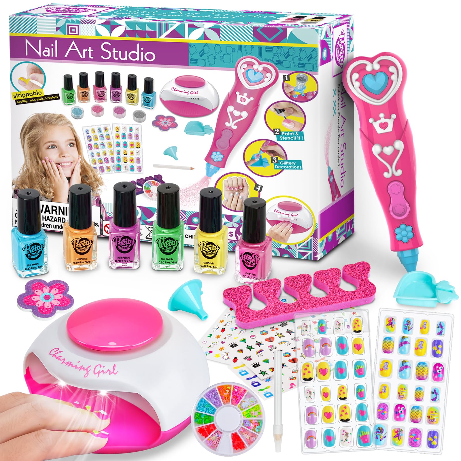 Dkinghome kids Nail Art Kit for Girls,Nail Set Girls Toys Nail Varnish ...