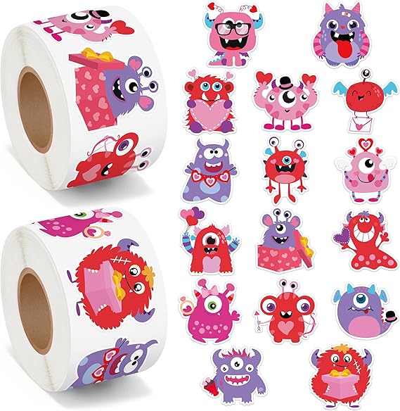 Amazon.com: BeYumi Valentine Red Monster Sticker - 1000Pcs Valentine's ...