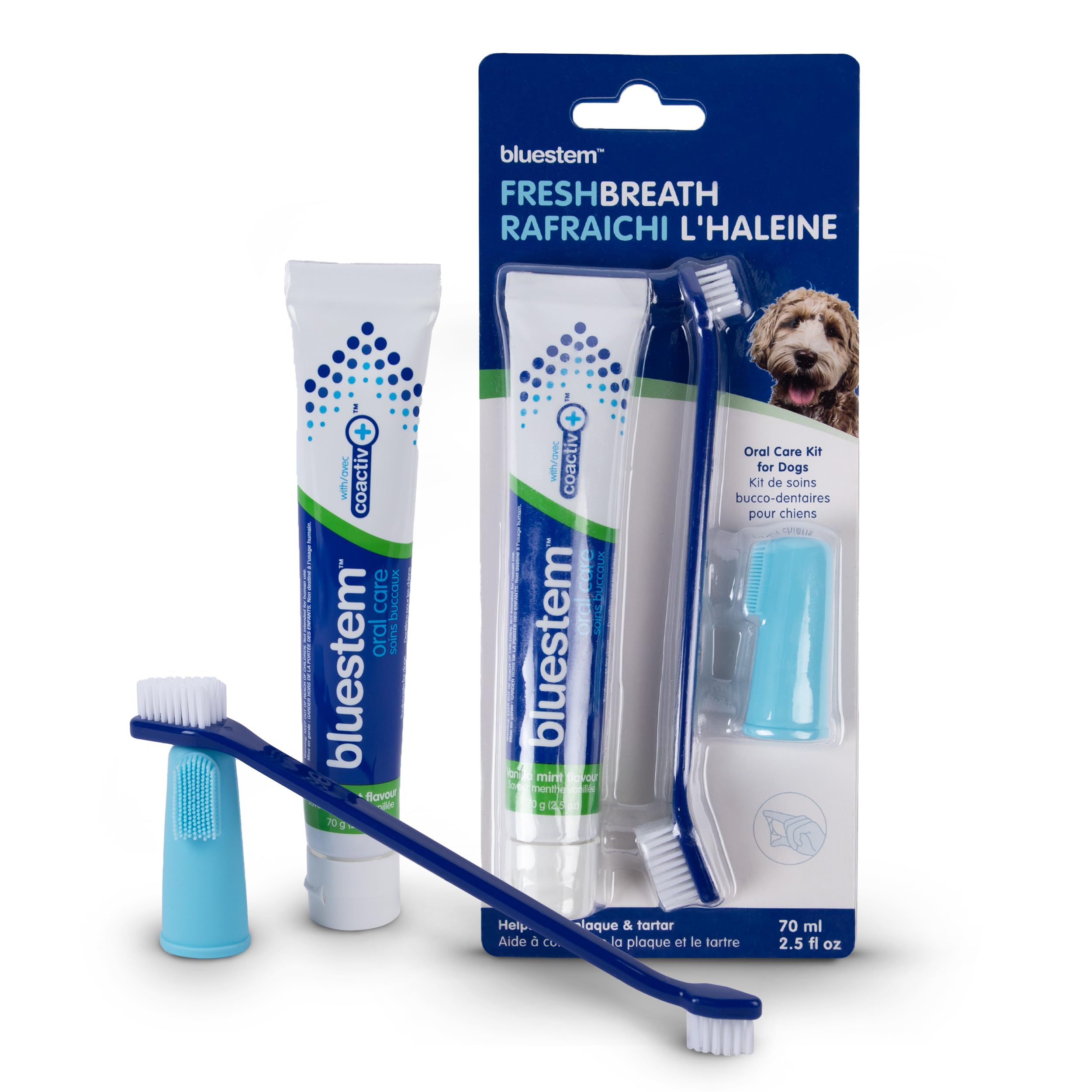 bluestem Dog Tooth Brushing Kit - Dog Toothpaste with Coactiv+ ...