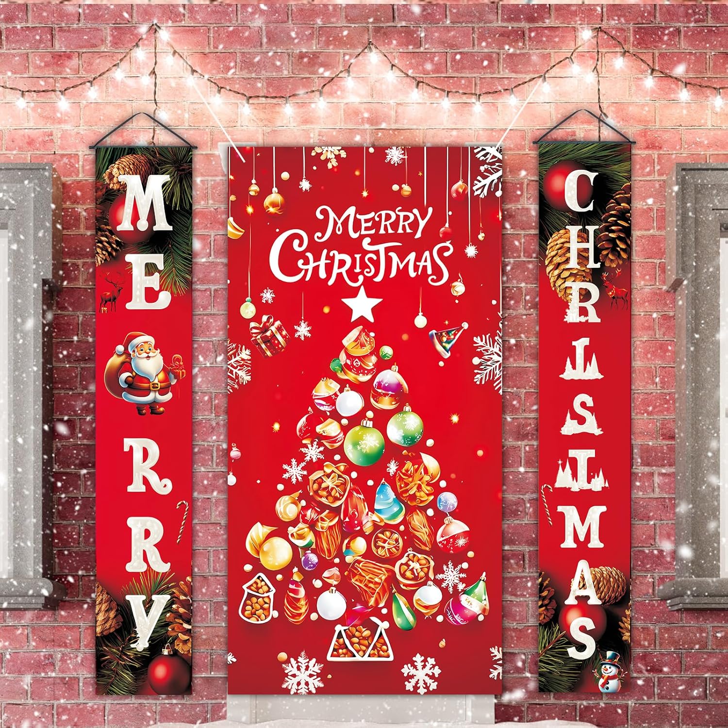 Amazon.com: 3Pcs Christmas Tree Door Cover and Christmas Door Banners ...