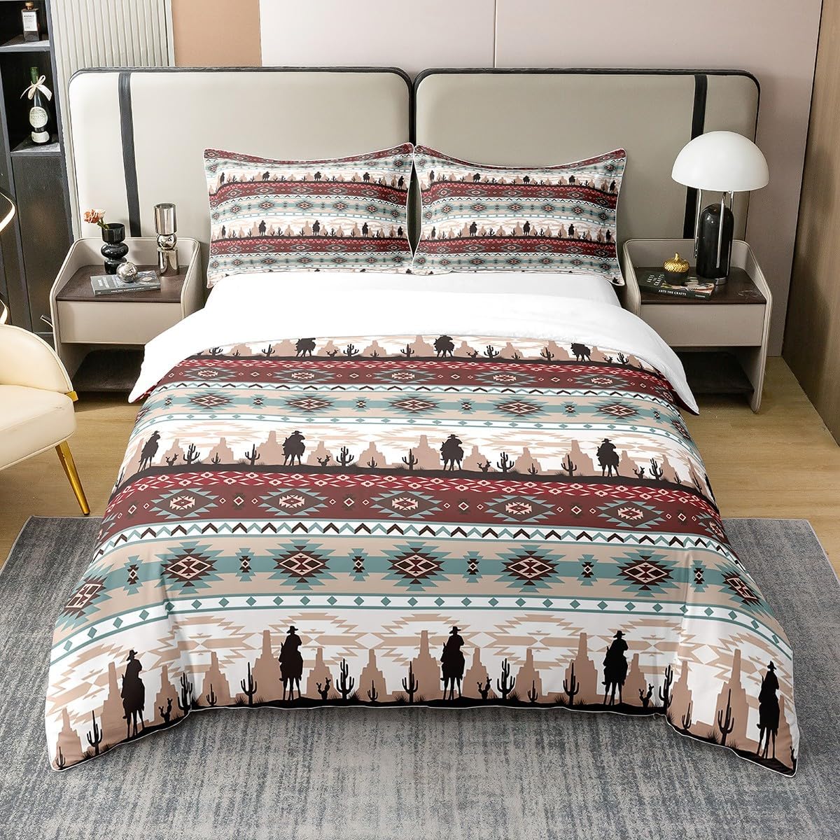 Amazon.com: 100% Cotton Cowboys Gifts for Men,Aztec Duvet Cover Western ...