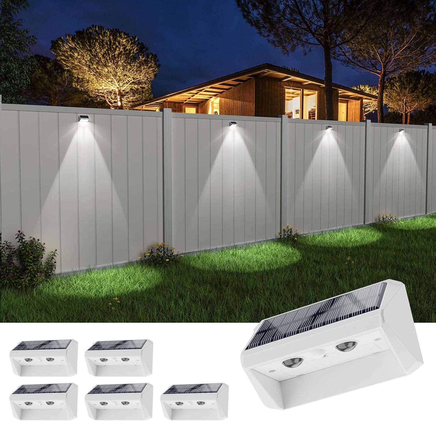 Bridika Solar Fence Lights Outdoor, Lens LED Fence Lights Solar Power ...