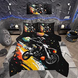 Feelyou Kids Boys Dirt Bike Bedding Set King Size,Motorcycle Motocross ...