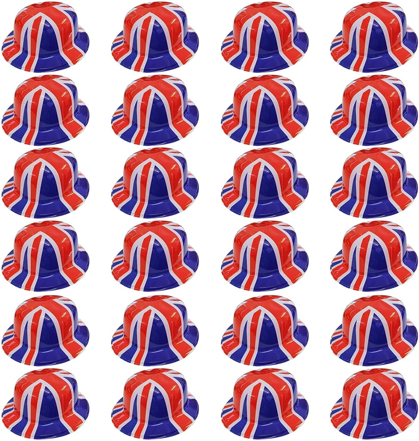 QDS 24 x Union Jack Bowler Hats – Plastic Adults Party Hat for Men ...