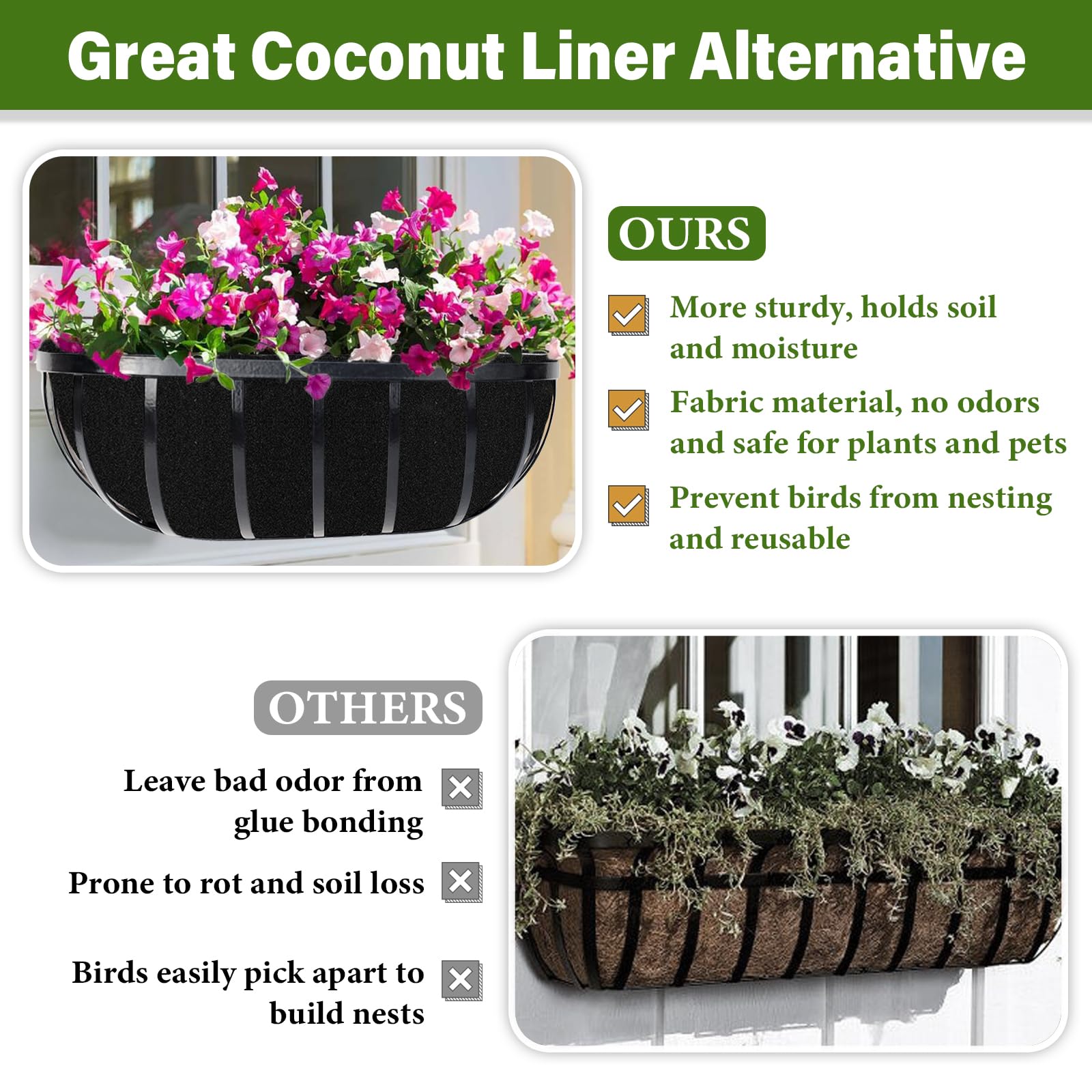 Snapklik.com : Riare 4 Pack 36 Inch Black Felt Window Box Liners ...