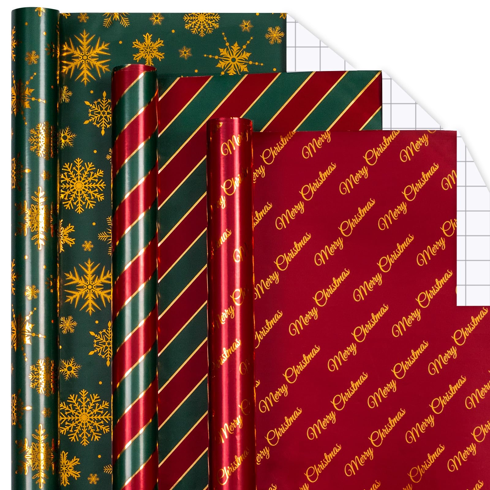 Amazon.com: MAYPLUSS Shiny Christmas Wrapping Paper - 17In x 120In Per ...
