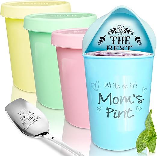 Amazon.com | KOYAIRE Pint Ice Cream Containers for Homemade Ice Cream ...