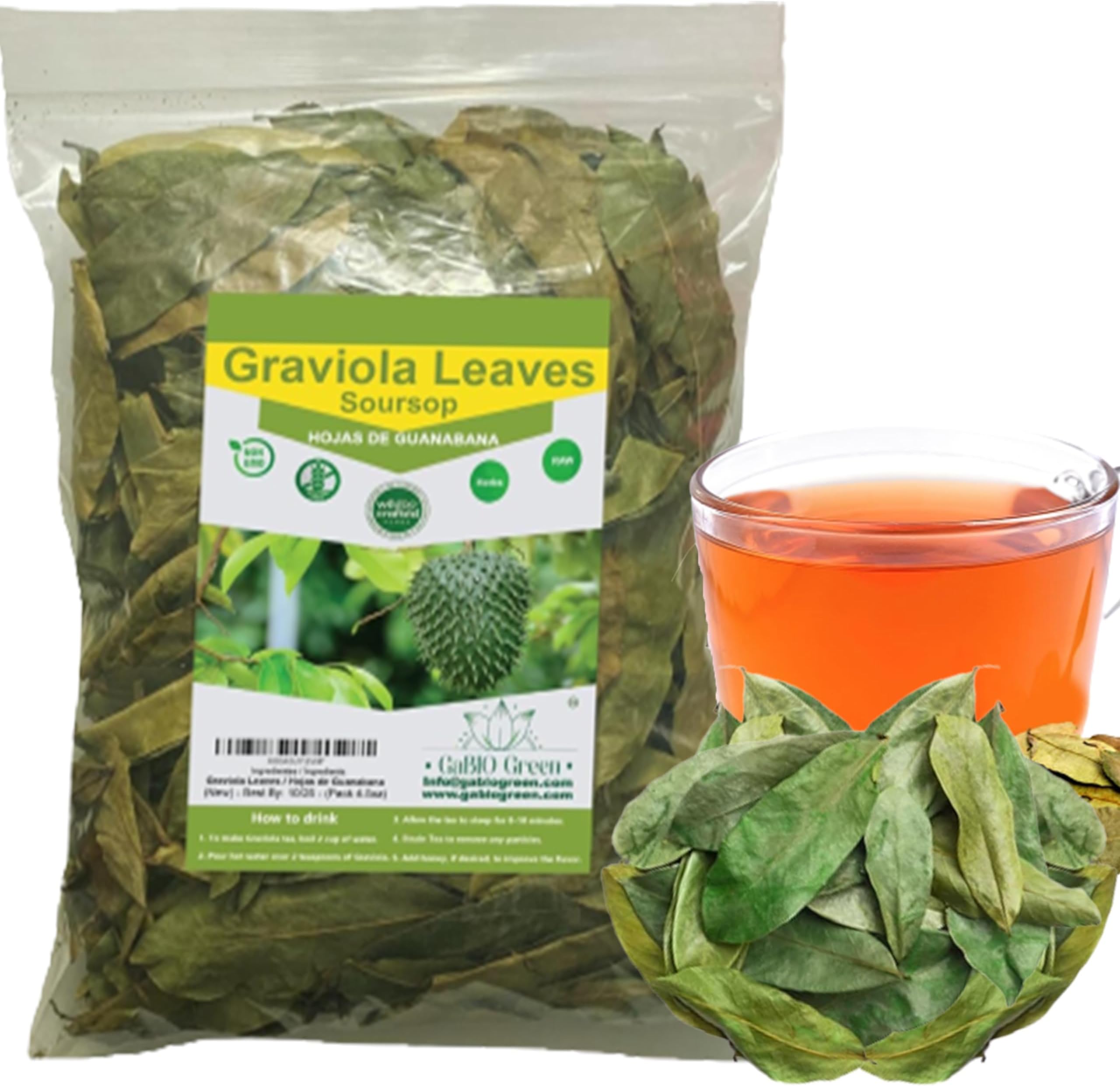 Amazon.com : Gabio Green- Soursop leaves, Graviola, 1/2 pound / (8 oz ...