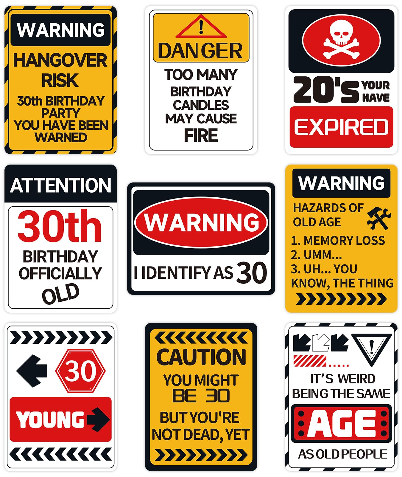 30th Birthday Warning Signs Red & Gold Welcome Board Sign