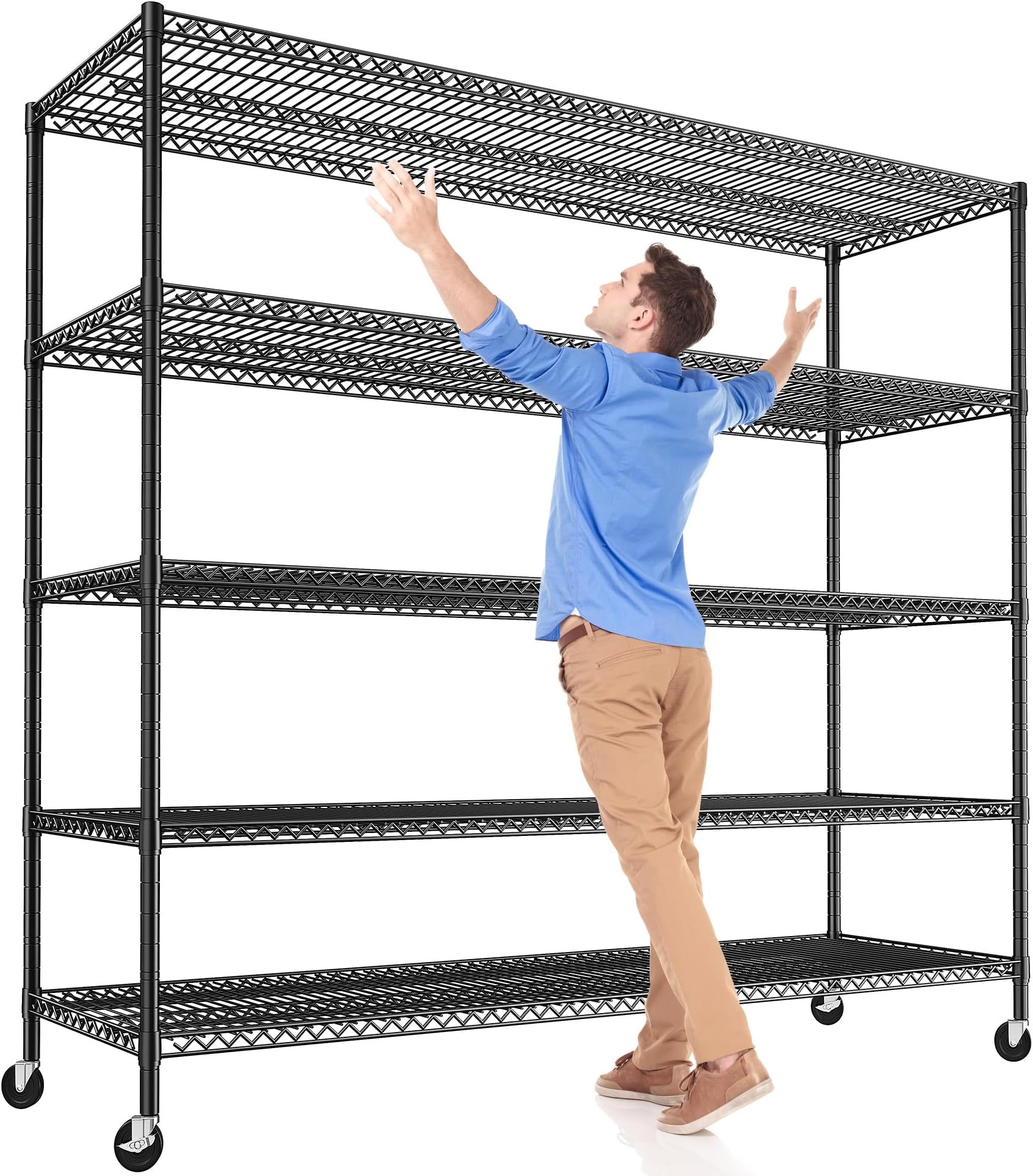 Amazon.com: REIBII 85.7"H Storage Shelves 3200LBS 5 Tier Wire Shelving ...