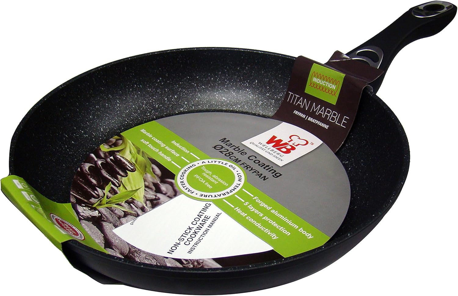 Amazon.com: Wellberg Frying Pan Ø28 x 5.5 Titan Marble, Forged ...