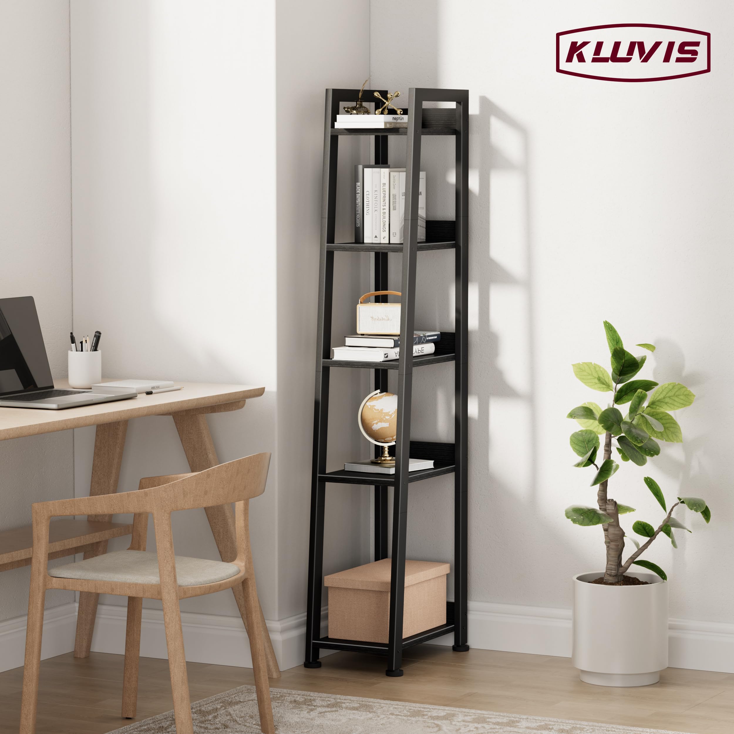 Snapklik.com : KLUVIS Narrow Ladder Shelf For Small Spaces - 5 Tier ...