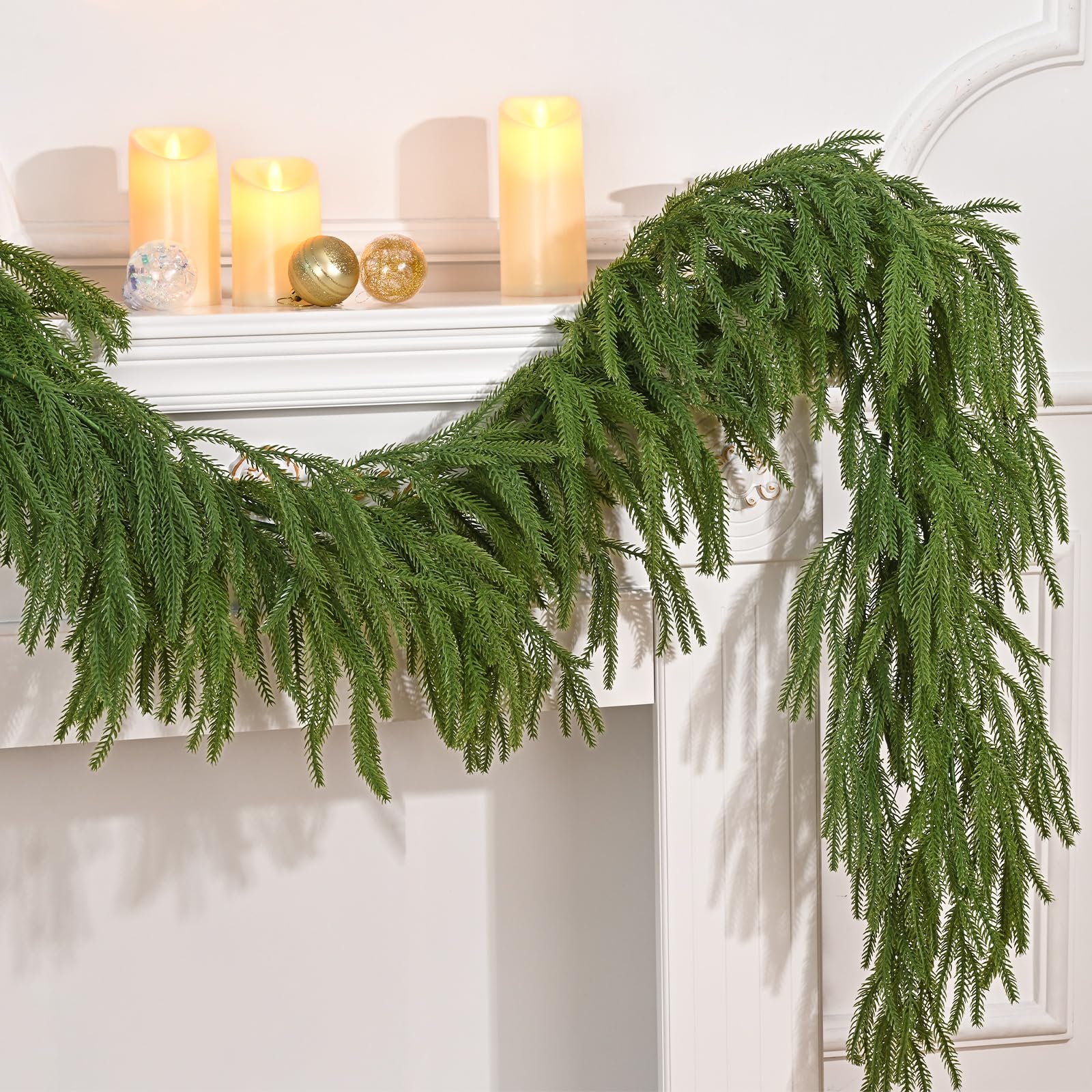 Amazon.com: MARTINE MALL 2PCS Christmas Garland, 6FT Norfolk Pine ...