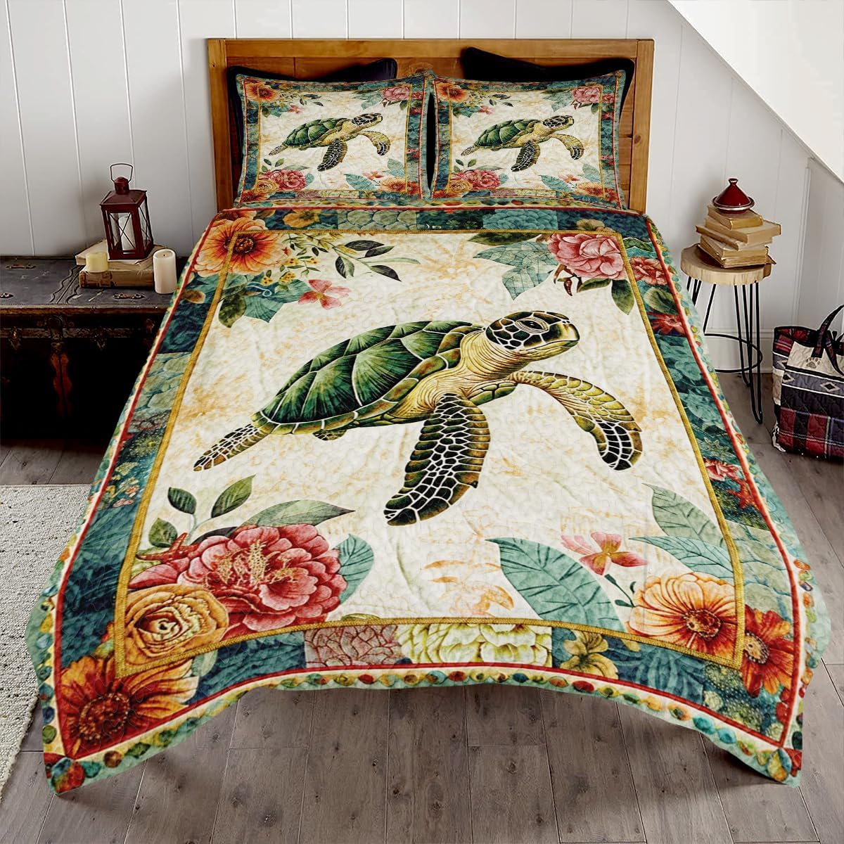 Amazon.com: Personalized Turtle Quilt, Coastal Quilt, Turtle Twin Bed ...