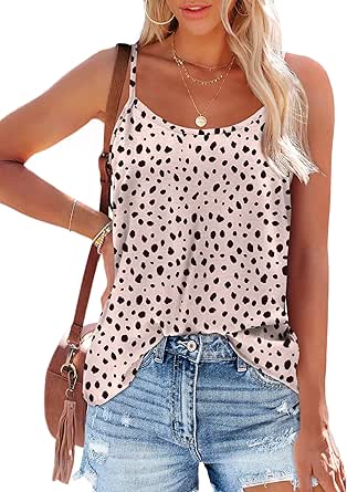 OFEEFAN Womens Camisole Tank Tops Flowy Scoop Neck Spring Cami Tops ...