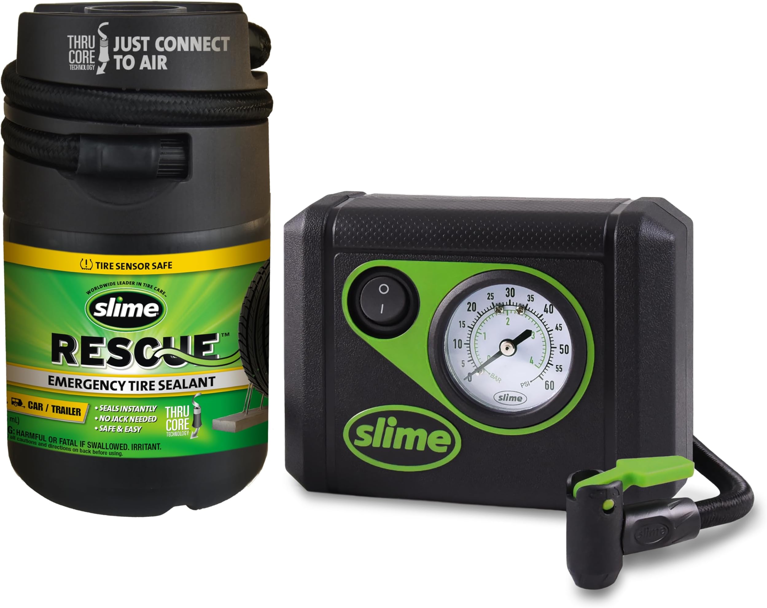 Slime 50138 Flat Tire Puncture Repair, Smart Spair Plus, Emergency Kit for Car Tires, Includes ...