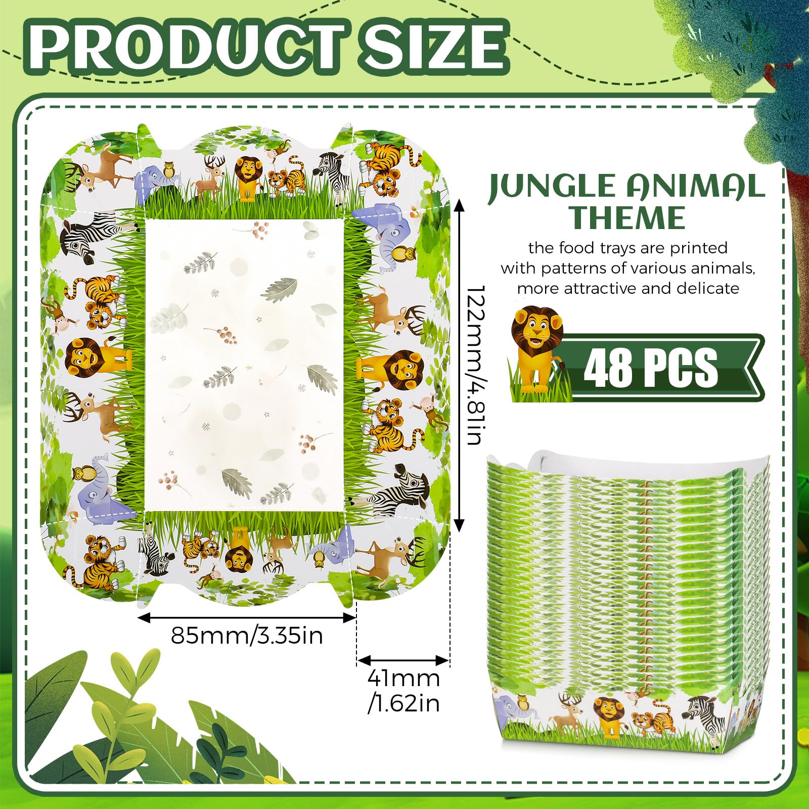 Snapklik.com : 48 Packs Jungle Animal Disposable Paper Food Serving ...