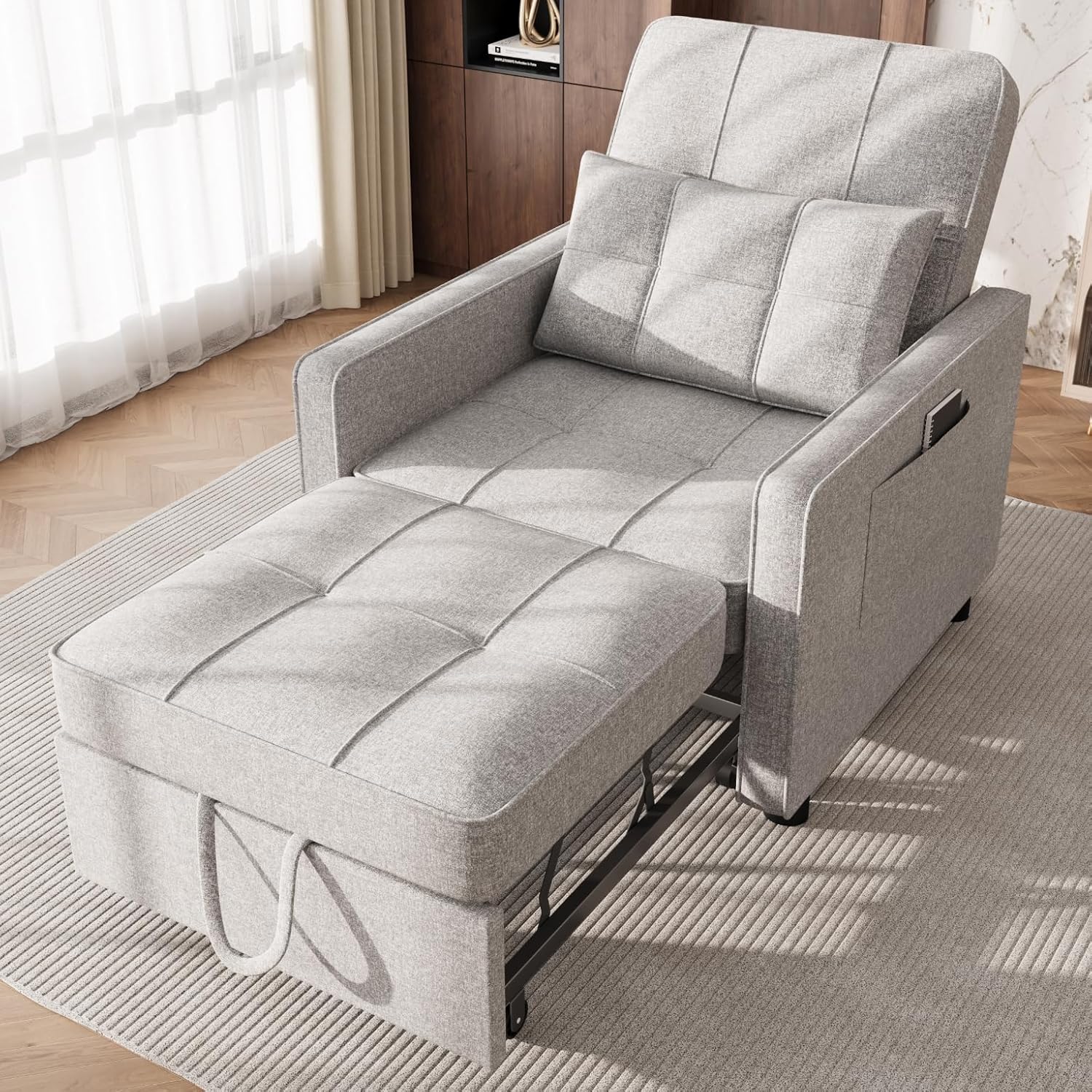 Amazon.com: YESHOMY Sleeper Long Convertible, Upgraded Pull Out Chair ...