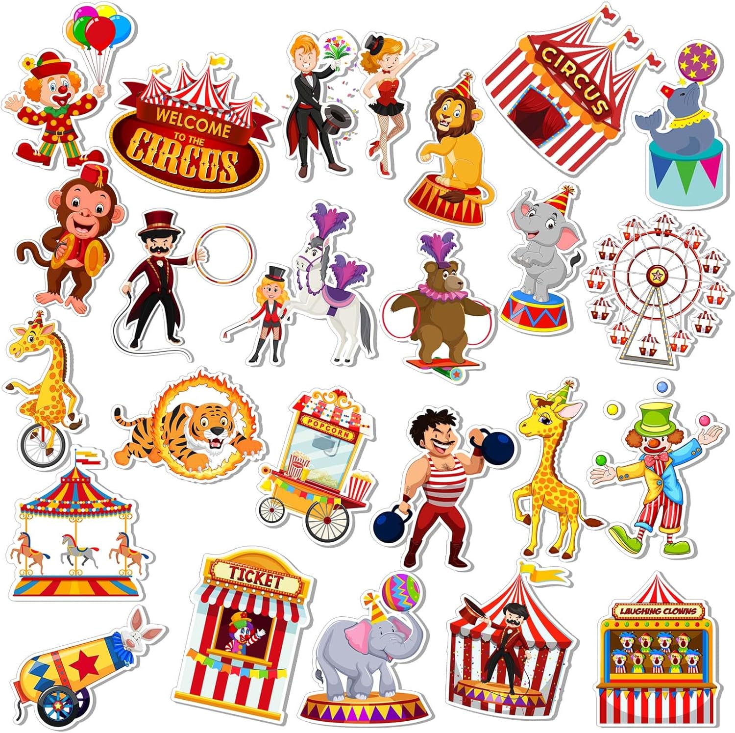 Amazon.com: Nezyo 200 Pcs Carnival Cutouts Circus Bulletin Board ...