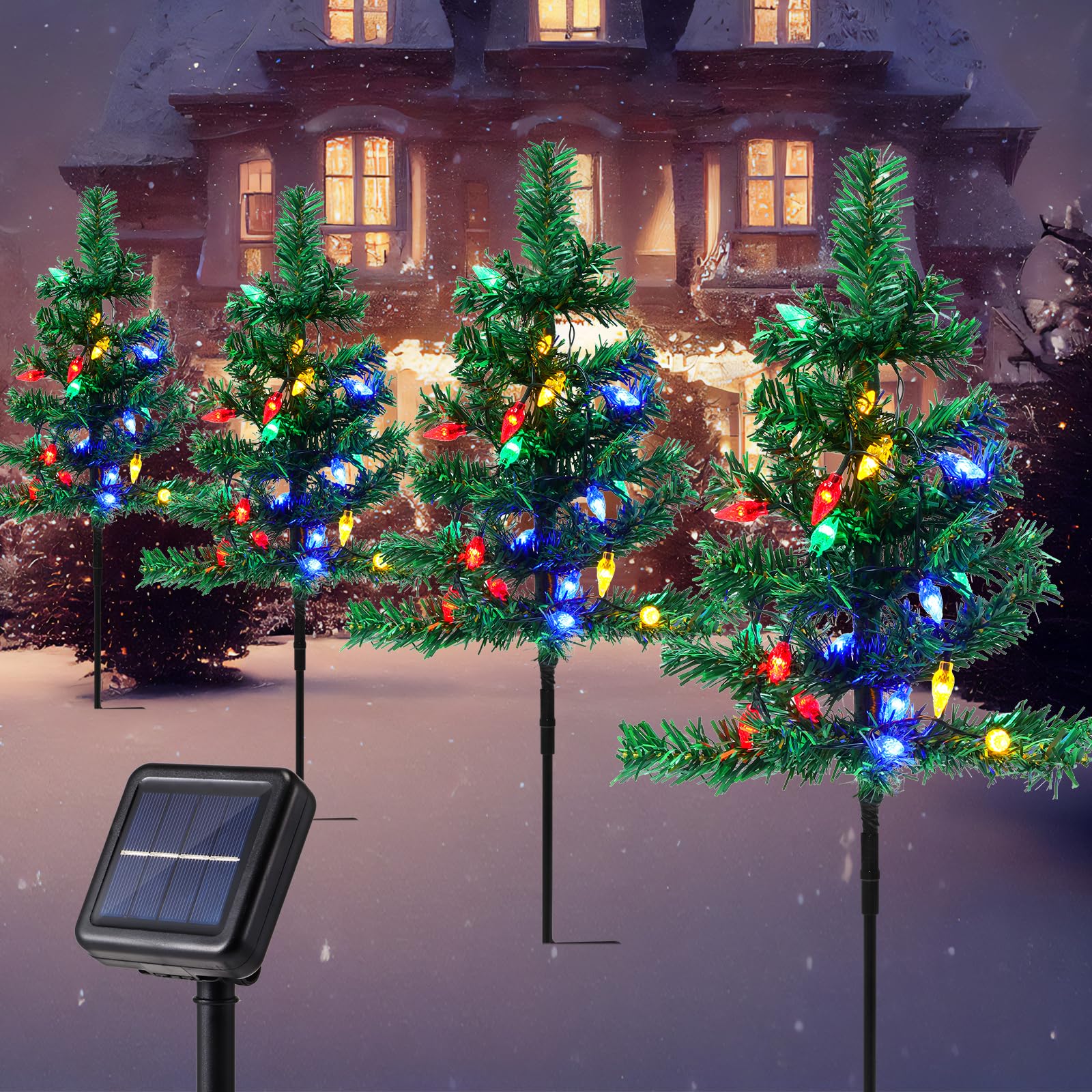 Baquler 4 Pcs Solar Christmas Tree Outdoor Christmas Decorations 30 ...