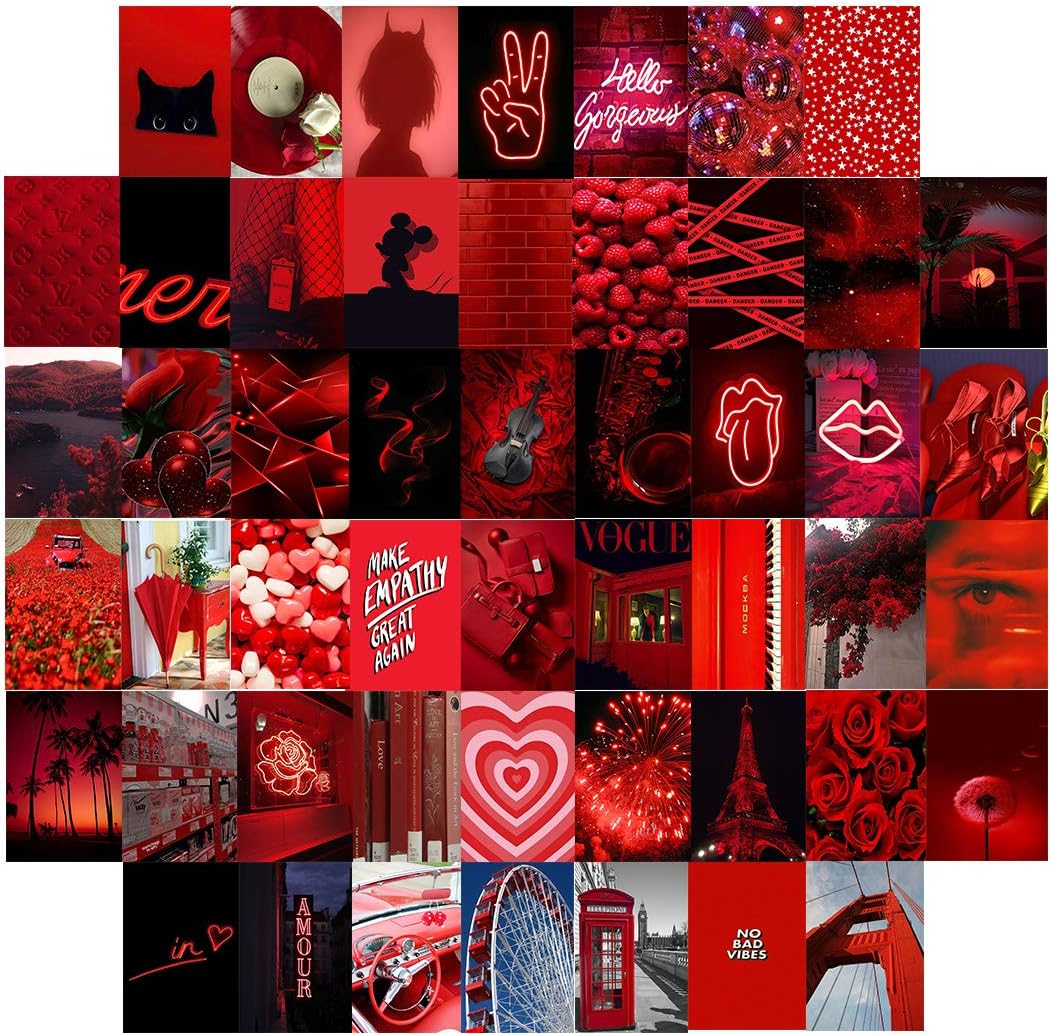 Amazon.com: FOR RED Wall Collage Kit Aesthetic Pictures, Bedroom Decor for Teen Girls, Wall ...