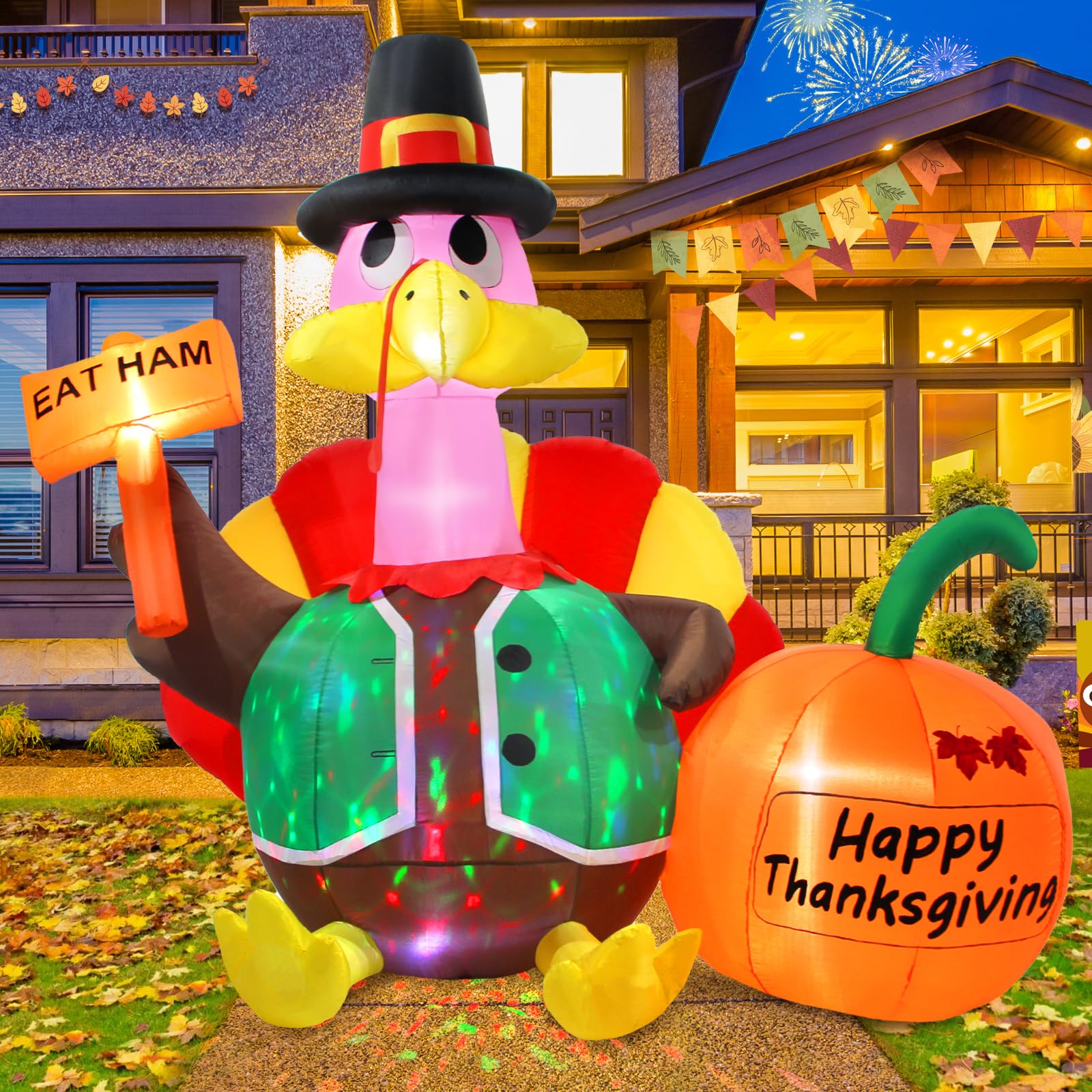 Amazon.com: Wabolay Inflatable Turkey Outdoor Thanksgiving Decoration ...